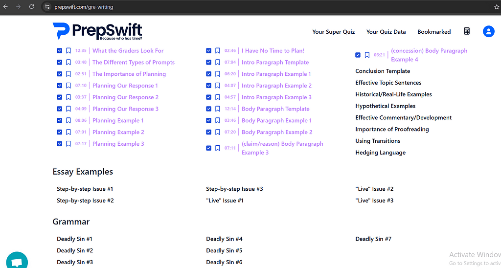 How to access other videos of Prepswift GRE writing? - Greg Mat+ ...