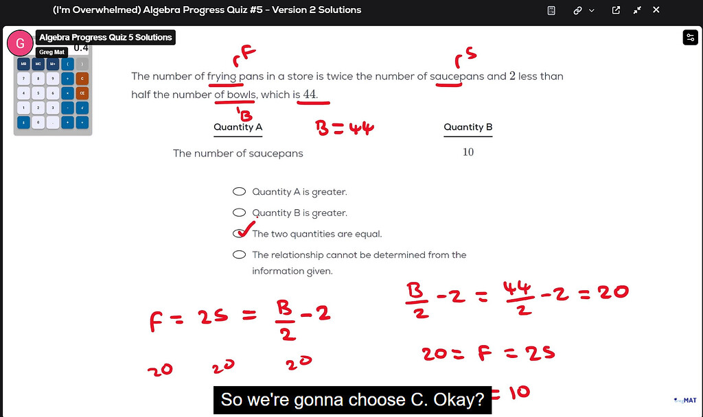 (I'm Overwhelmed) Algebra Progress Quiz #5 - Question #17 - GRE Quant Problem Solving - Greg ...