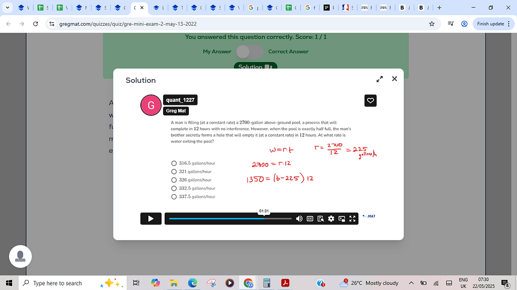 Gregmat Mini Exam 2 Work/rate question - GRE Quant Problem Solving ...