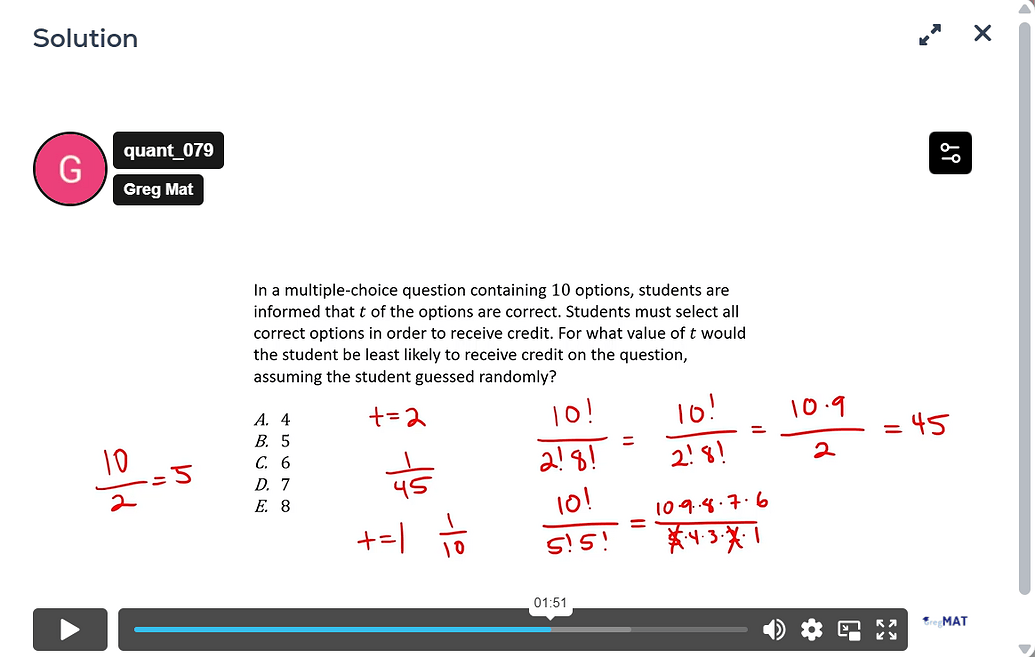 Doubt in Topic based quant quizzes I Probability 2 - GRE Quant Problem Solving - Greg Mat+ ...