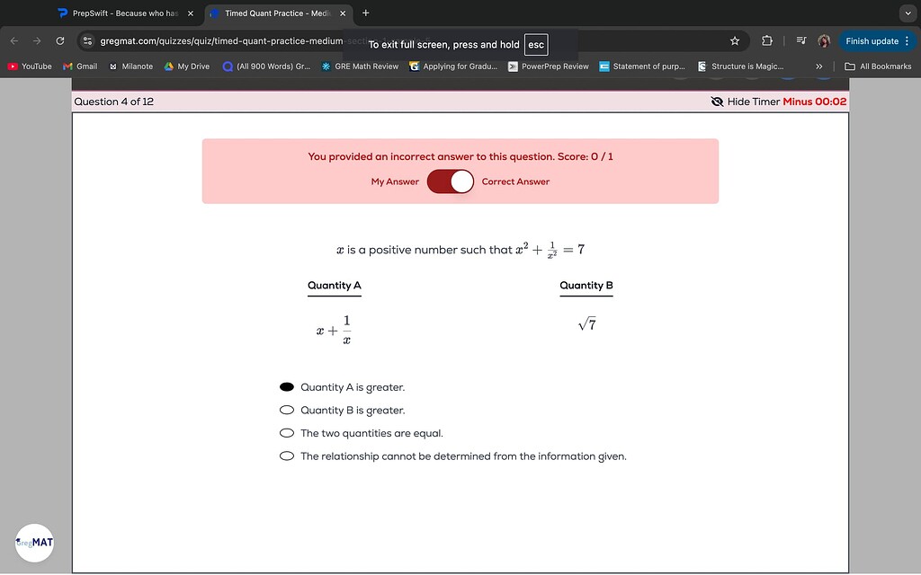 Timed Quant Practice #5 Medium - GRE Quant Problem Solving - Greg Mat+ Community Forum