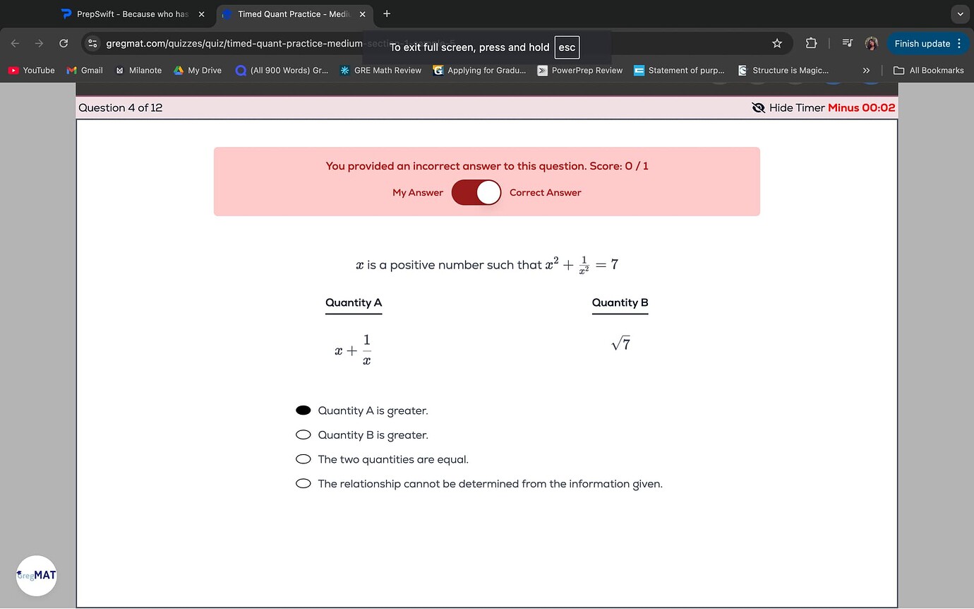 Timed Quant Practice #5 Medium - GRE Quant Problem Solving - Greg Mat+ Community Forum