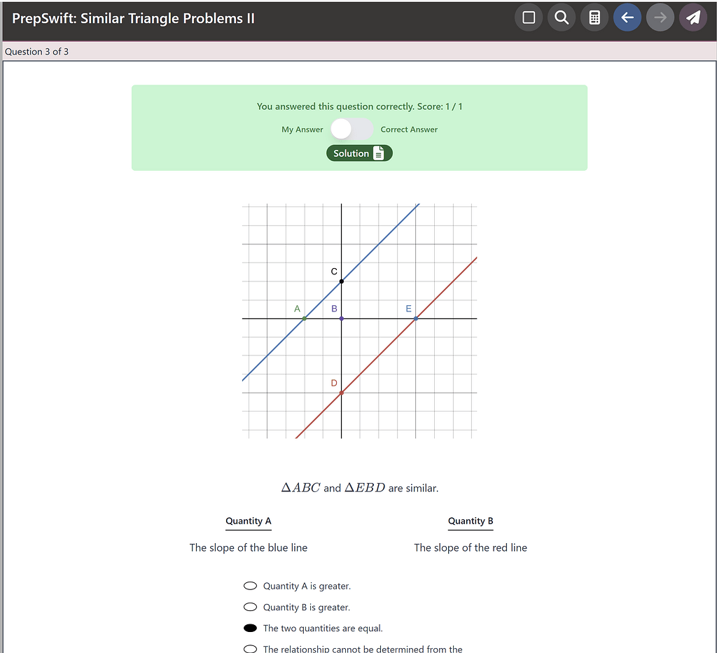 Prepswift Similar Triangles Problems II Exercise Q3 - GRE Quant Problem Solving - Greg Mat+ ...