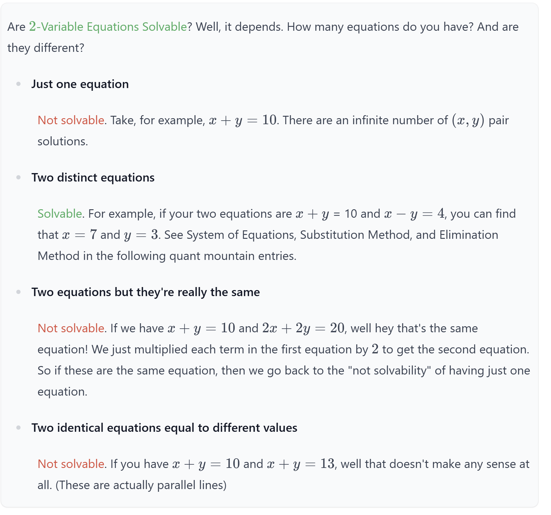 Systems of Equations with Equivalent Equations. Solvable or not? - GRE ...