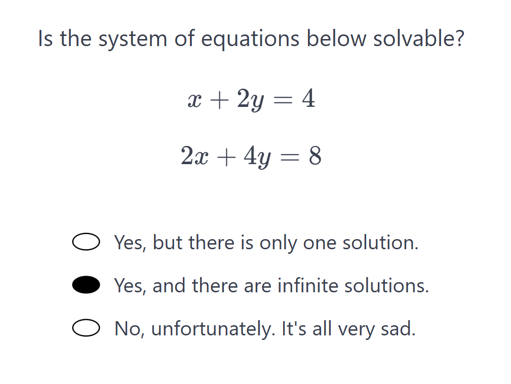 Systems of Equations with Equivalent Equations. Solvable or not? - GRE ...