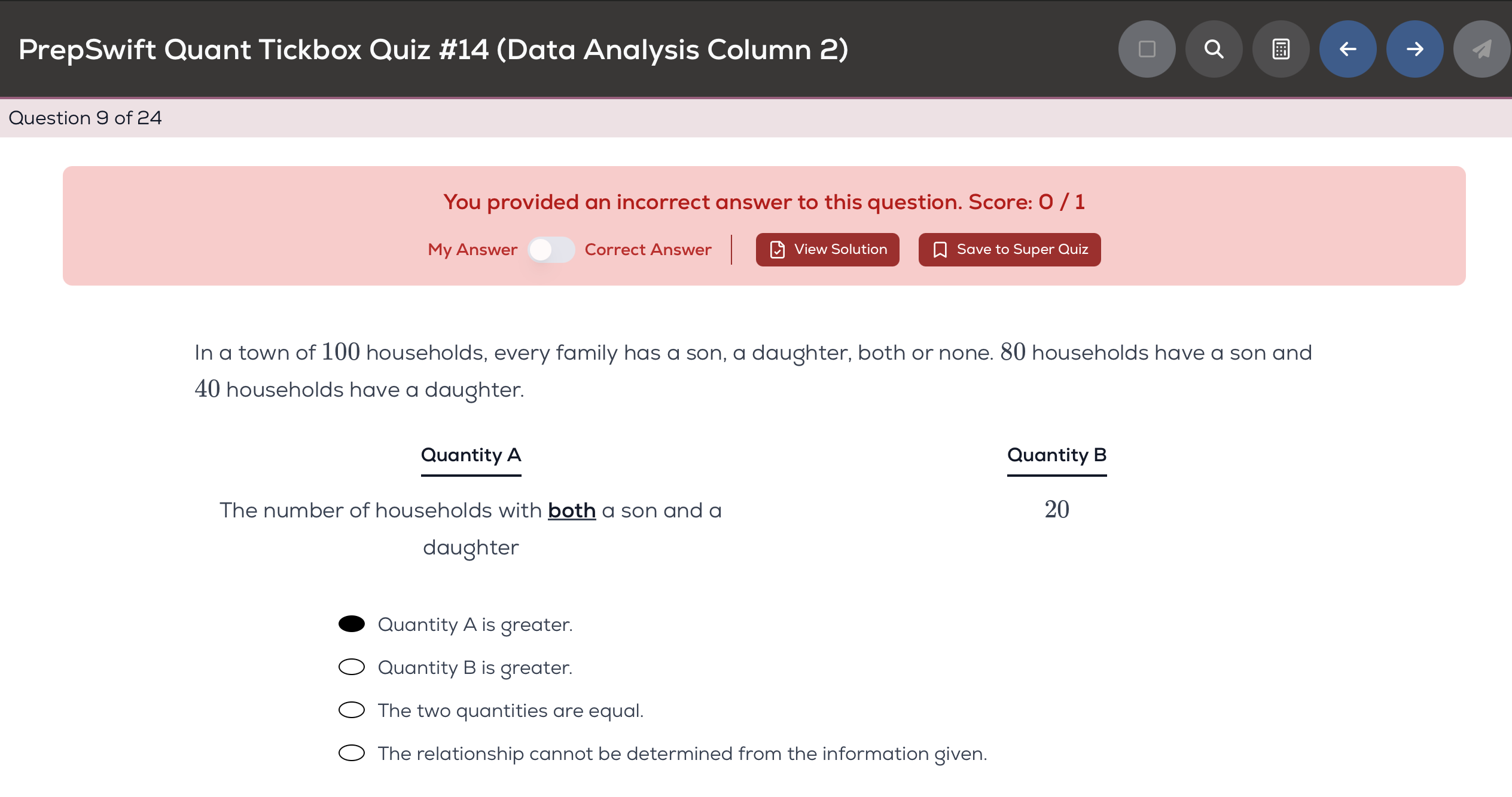 PrepSwift Quant Tickbox Quiz #14 Question 9 Doubt - GRE Quant Problem Solving - Greg Mat+ ...